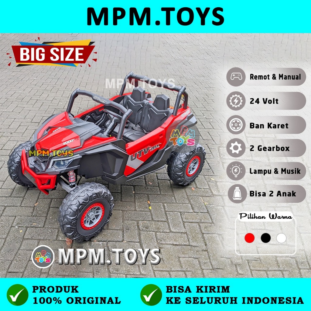 Jual Mobil Aki Jeep UTV 24V Ukuran Jumbo Ban Karet Jeep Remote Bisa 2 ...