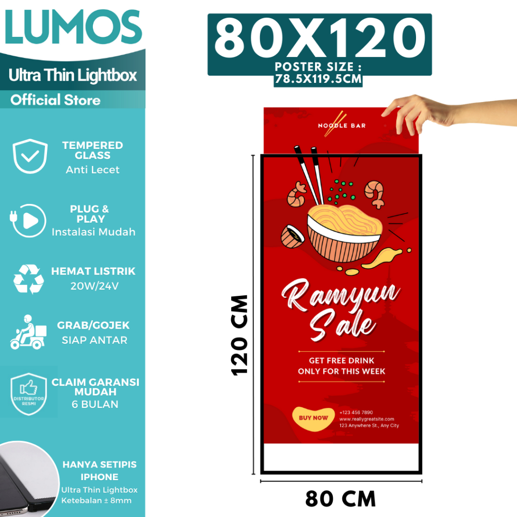 Jual Ultra Thin Light Box 80 x 120 - Lumos 1.0 | LED Frame Advertising ...
