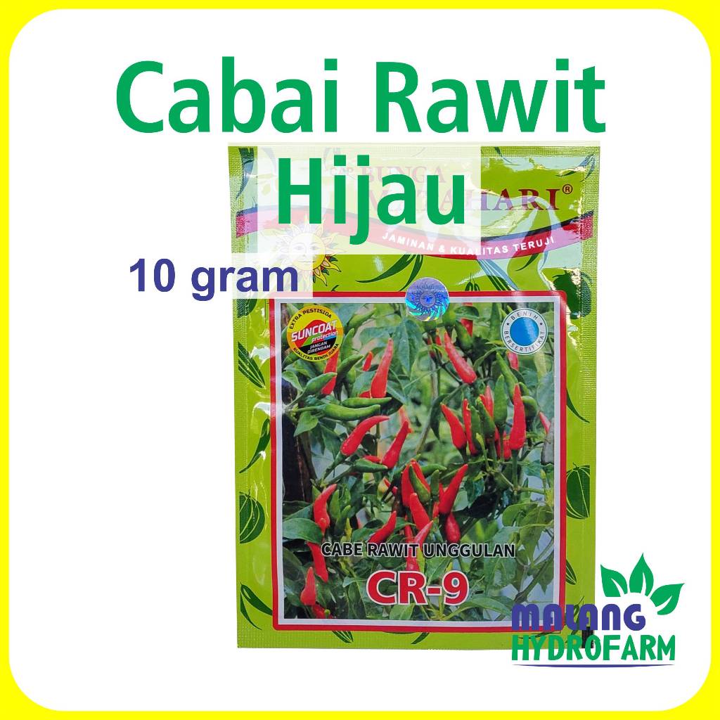 Jual Benih Cabai Rawit Hijau CR-9 10 gram Cap Bunga Matahari dataran ...