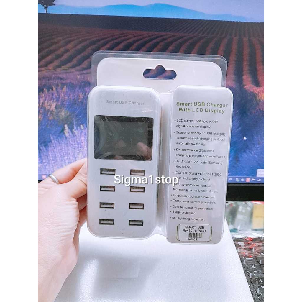 Jual SMART USB 8 IN 1 CHARGER WITH DISPLAY MULTI PORT USB CHARGING ...