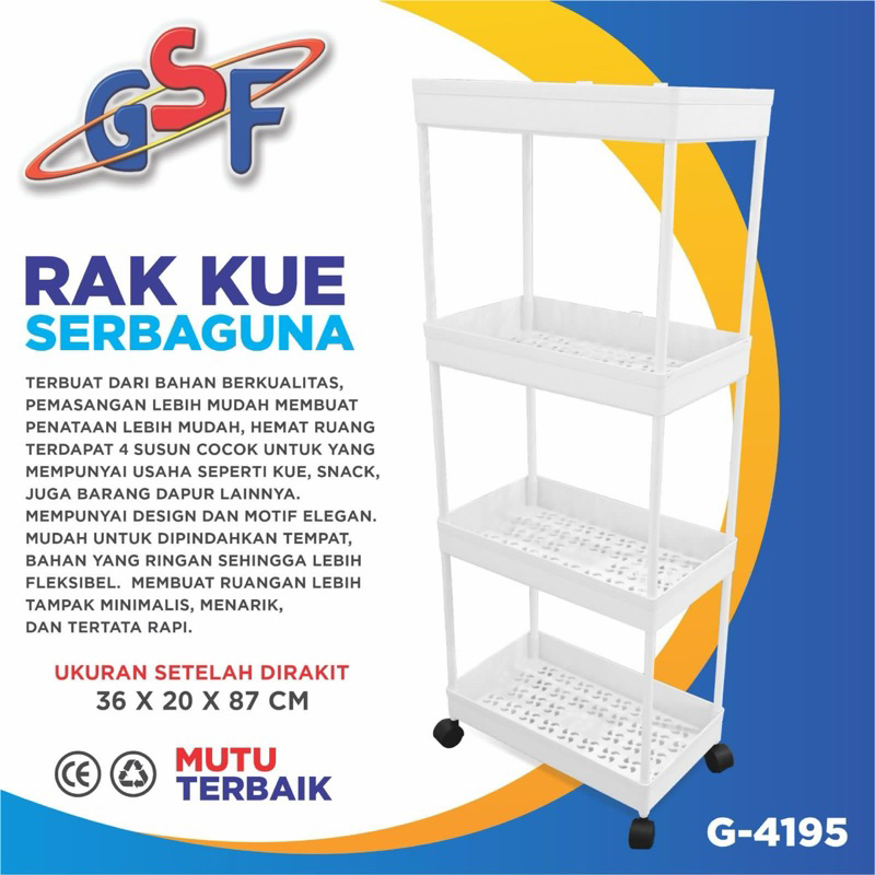 Jual Rak Troli Rak Dapur Kamar Mandi 4 Susun dengan Roda Rak Dorong Rak ...