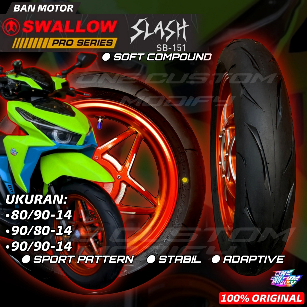 Jual Ban Motor Tubeless Swallow Slash SB-151 Ring 14 80/80 80/90 90/80 ...