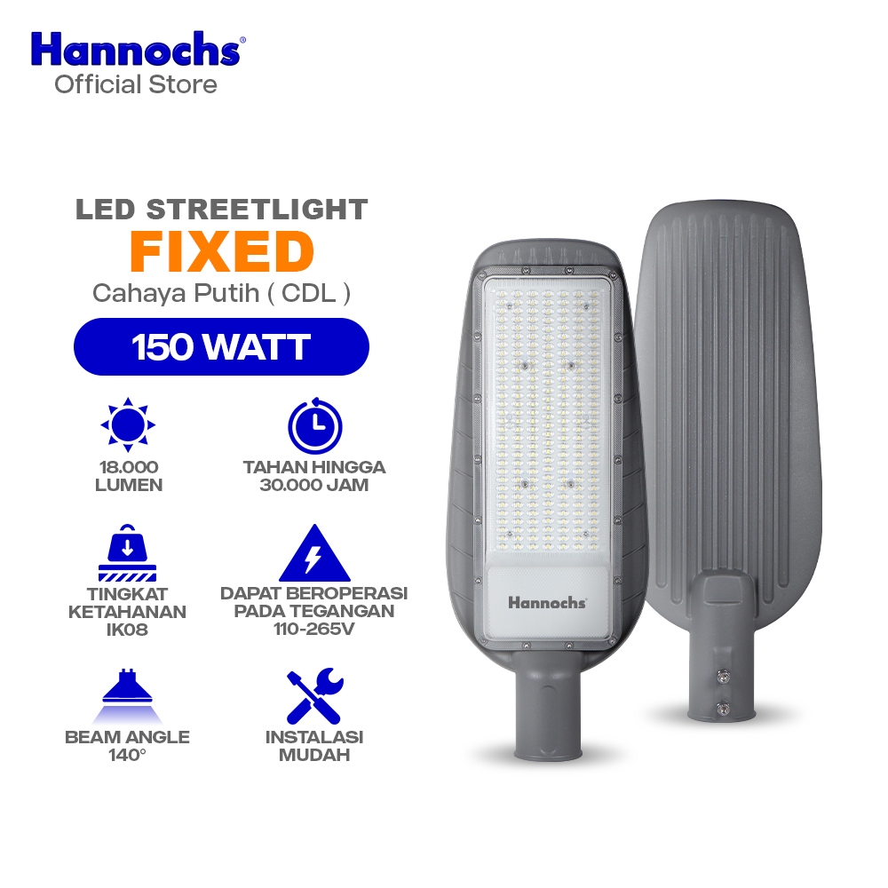 Jual Hannochs Lampu Outdoor LED Streetlight Fixed 150W Cahaya Putih PJU | Shopee Indonesia