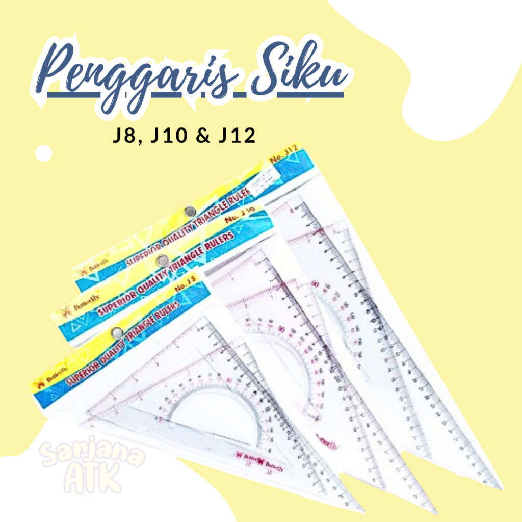 Jual Penggaris Plastik Siku Sama Sisi ukuran 8 10 dan 12 | Shopee Indonesia