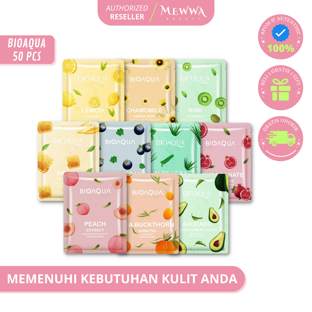 Jual [ 50 PCS ] BIOAQUA Sheet Mask Hydrating Essence Face Mask ...