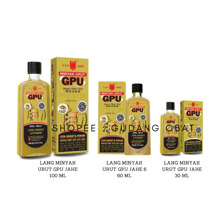 Jual Cap Lang Minyak Urut GPU Jahe 30 ml, 60 ml, 100 ml | Shopee Indonesia