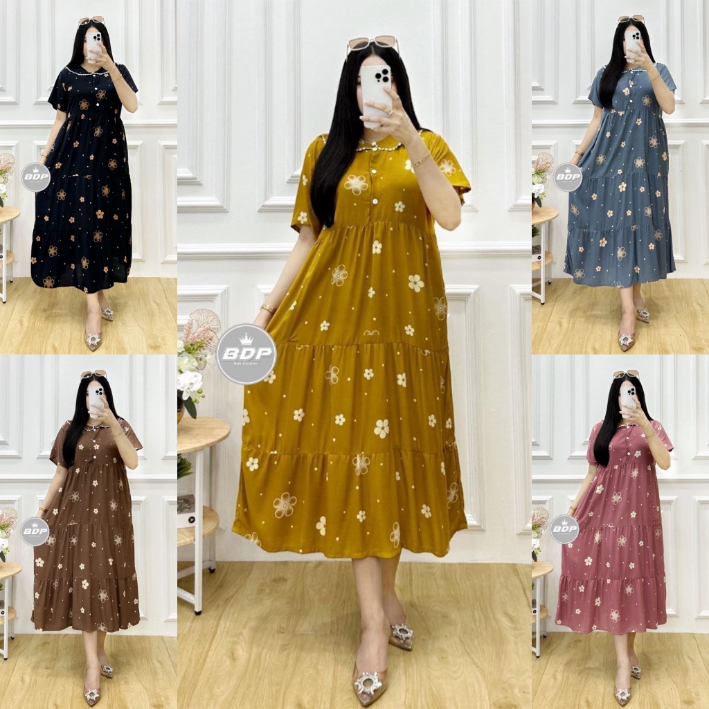 Jual Daster Dress Maura Batik Cap Rayon Grade A Busui kancing depan ...