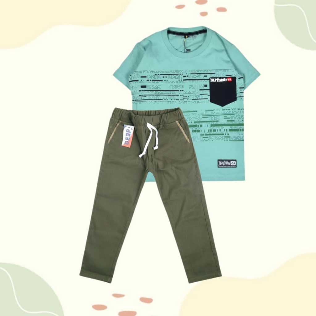 Jual Setelan Anak Laki Laki Kaos & Celana Chinos Panjang Usia 1-12 Tahun Set Pastel Chinos ...