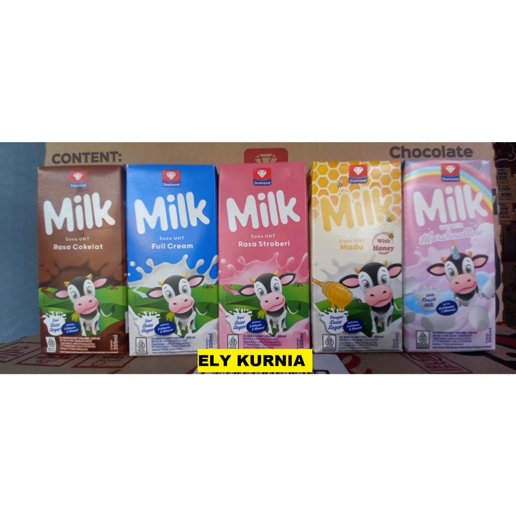Jual Susu Diamond UHT 200 ML 1 Karton isi 24 All Varian | Diamond 200ml ...