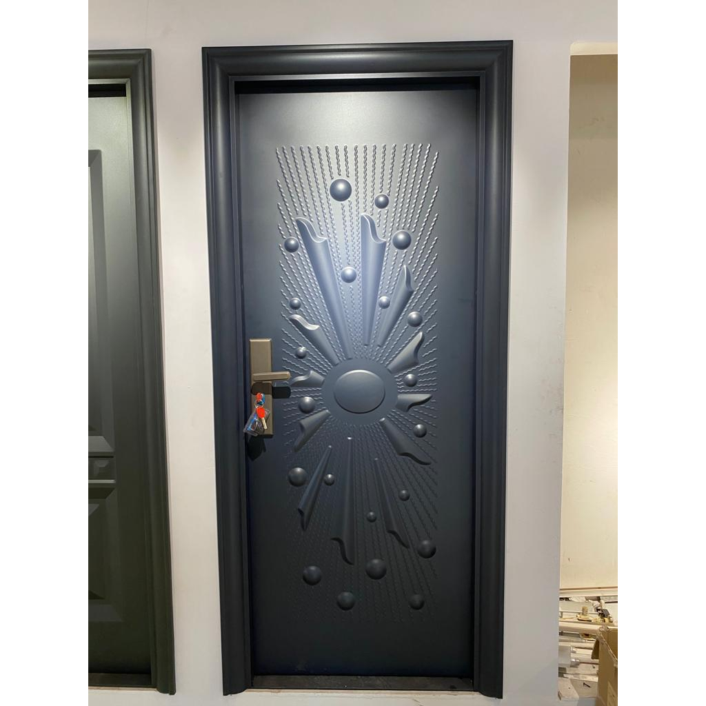Jual Pintu Utama fullset Pintu Rumah Utama Hitam Pintu Baja ZY1209 ...