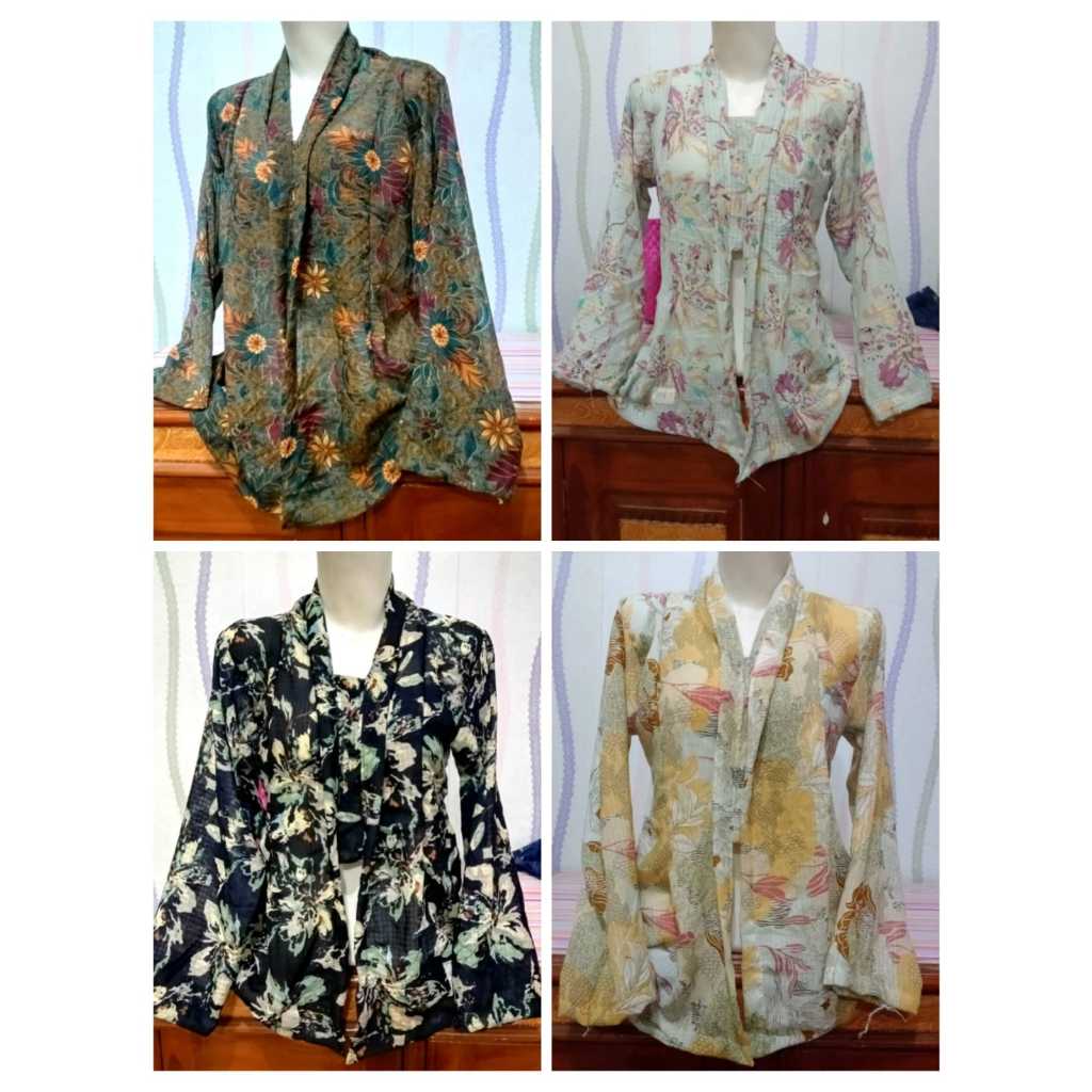 Jual BAJU KEBAYA KUTU BARU BAHAN SIFON MOTIF BUNGA TANPA KANCING ...