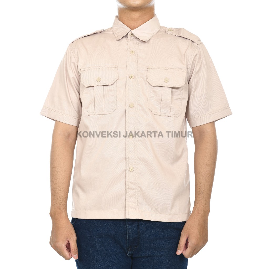 Jual Baju Kemeja PDL Cream Lengan Pendek Pria Wanita - Seragam Pakaian ...