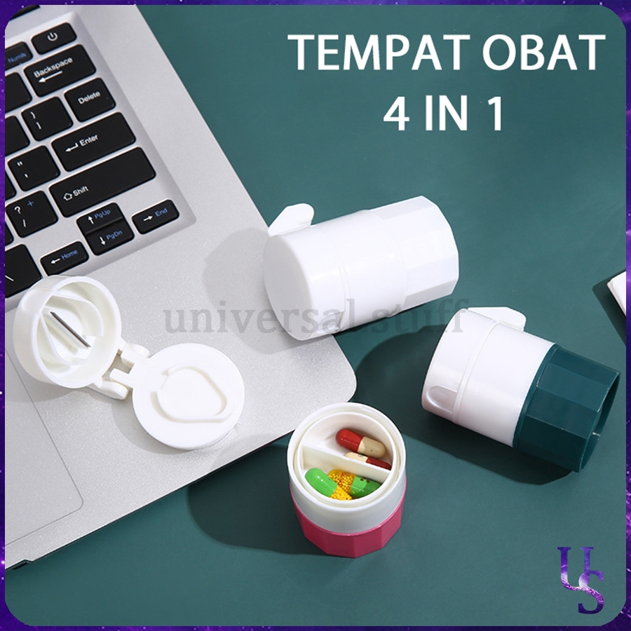 Jual [US] 4 in 1 Kotak Tempat Obat Alat Pemotong Penumbuk Penghancur ...