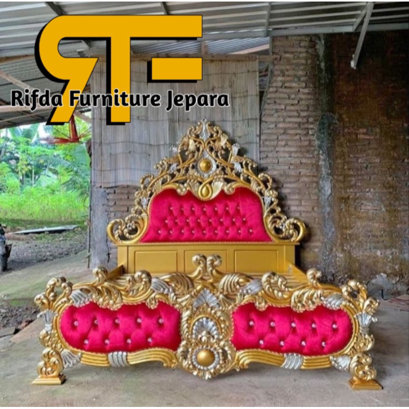 Jual dipan tempat tidur ukir barong jati duco gold - divan ukir murah ...