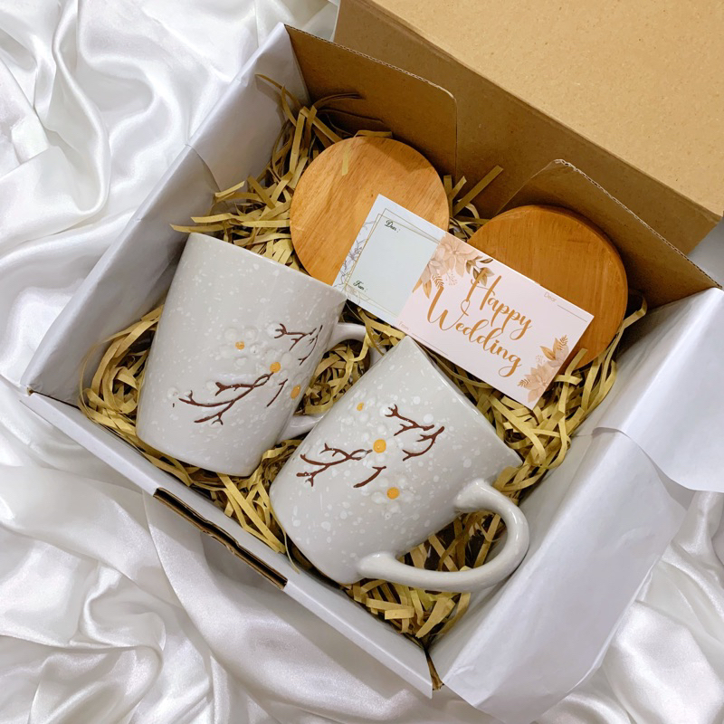 Jual Hampers Wedding Gift Set Mug Couple Cangkir Keramik Cantik Kado ...
