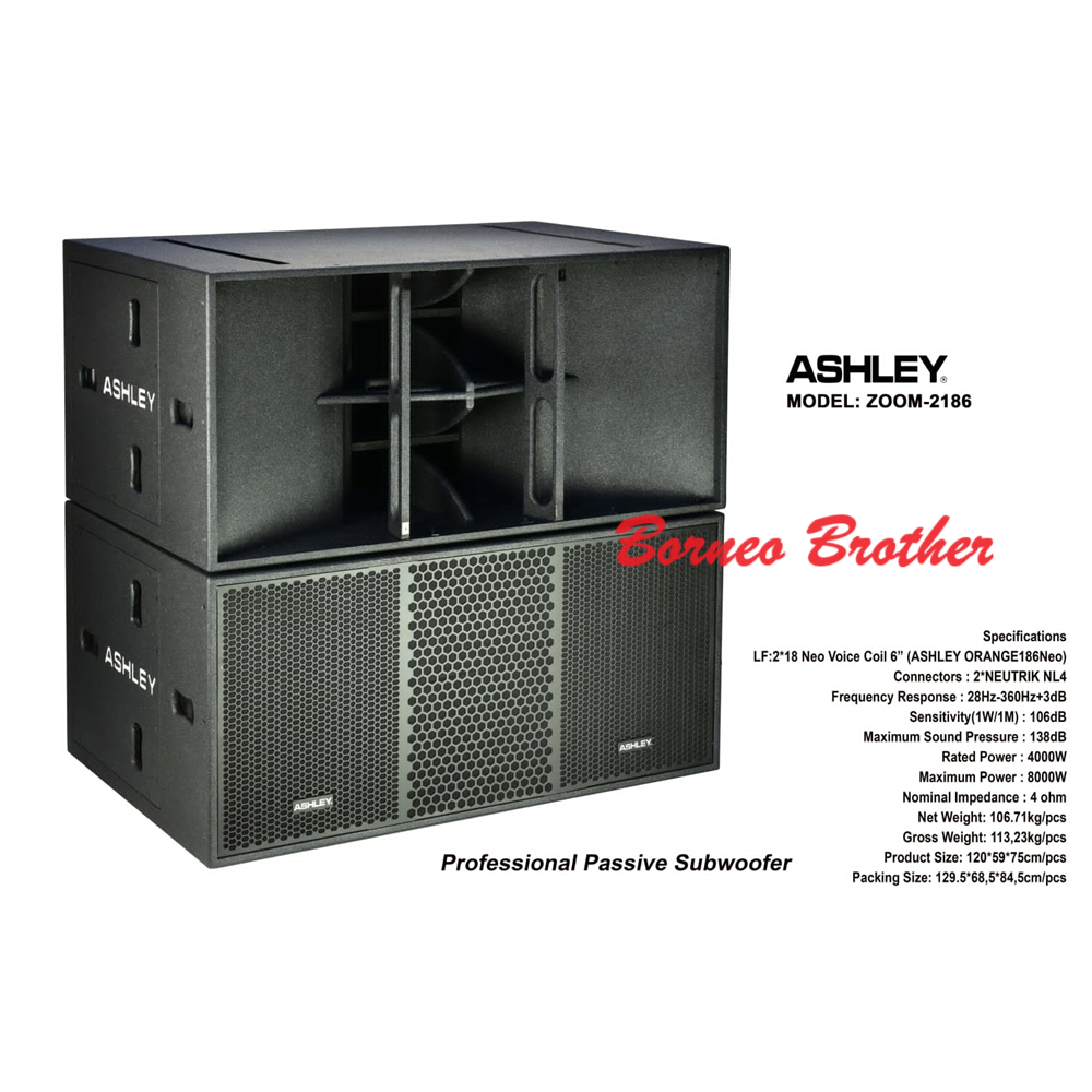 Jual Ashley ZOOM-2186 Original Subwoofer Pasif 2x18" Neodymium 8000 ...