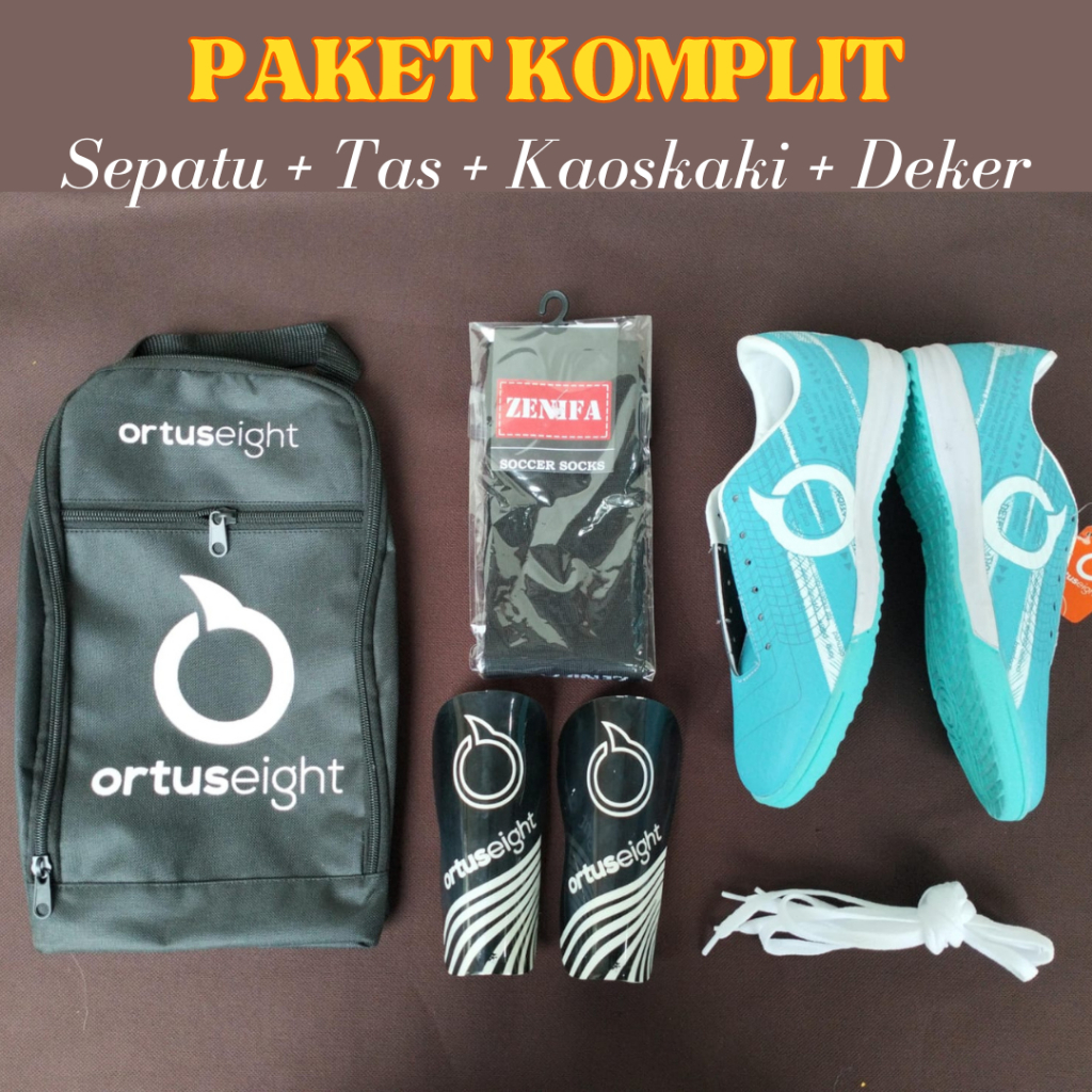 Jual Paket Komplit 4 Sepatu Futsal Ortus Legion V2 In Toska 100% ...
