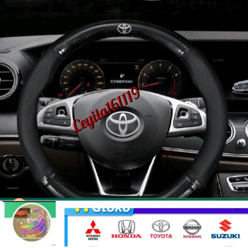 Jual Cover setir Sarung setir kulit Carbon logo Mobil All new Avanza ...