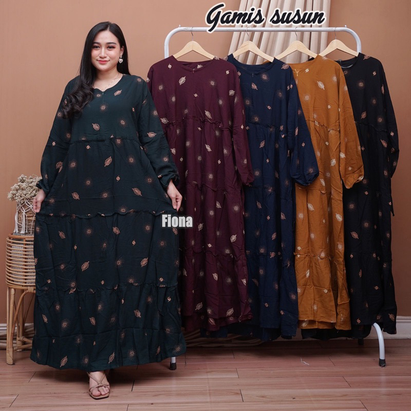 Jual Gamis Jumbo Monica LD 130 Rayon Premium Busui Motif Bunga Daun | Shopee Indonesia
