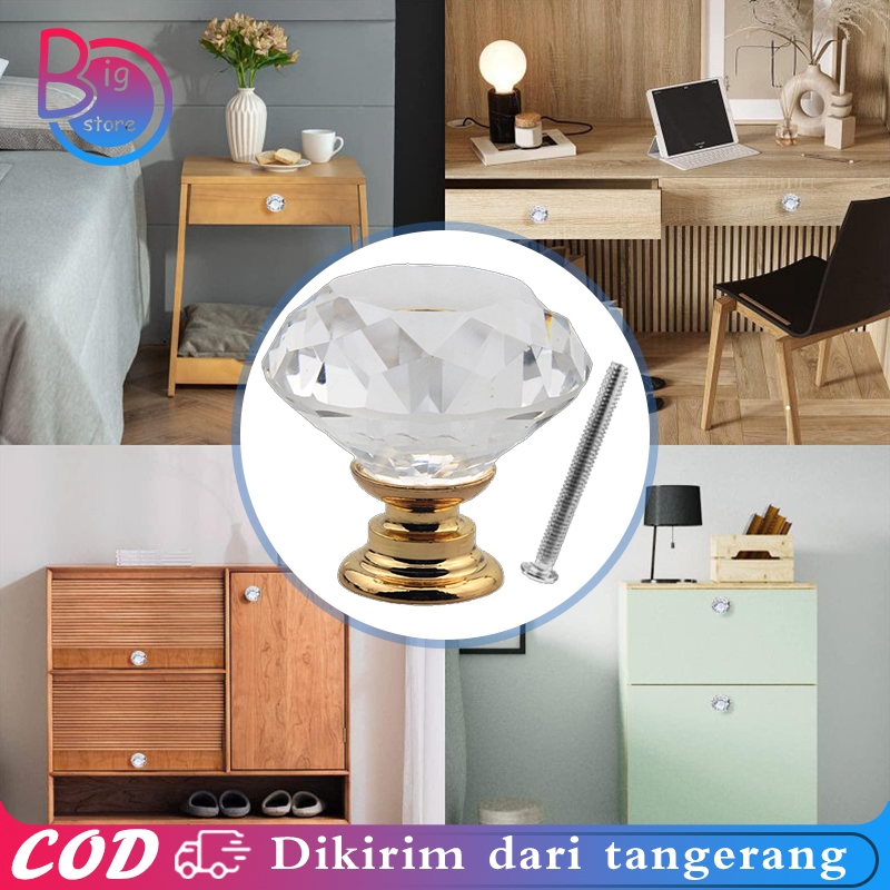 Jual 2pcs/Set Crystal Knob 40mm Tarikan Knop Laci Kristal Knob Handle ...