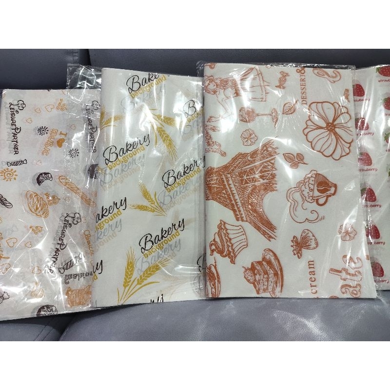 Jual kertas roti motif/ wax paper/ baking paper motif 28 x 38 cm 25 lbr ...