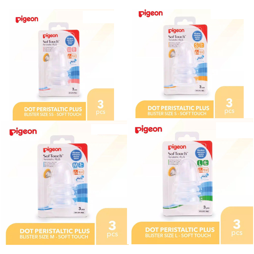 Jual PIGEON MURAH NIPPLE BLISTER ISI 3PCS PERISTALTIC PLUS BOTOL WIDE NECK DOT BAYI NEWBORN ...