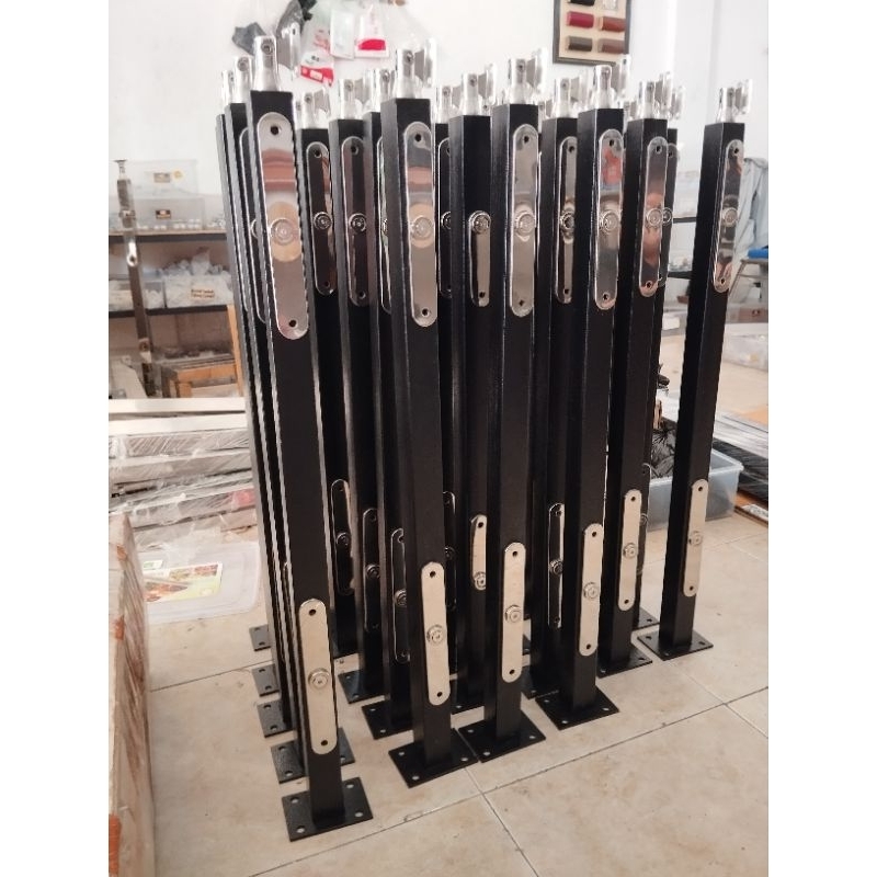 Jual Tiang Railing Tangga Model Kaca/Tiang hollow coating besi hitam ...
