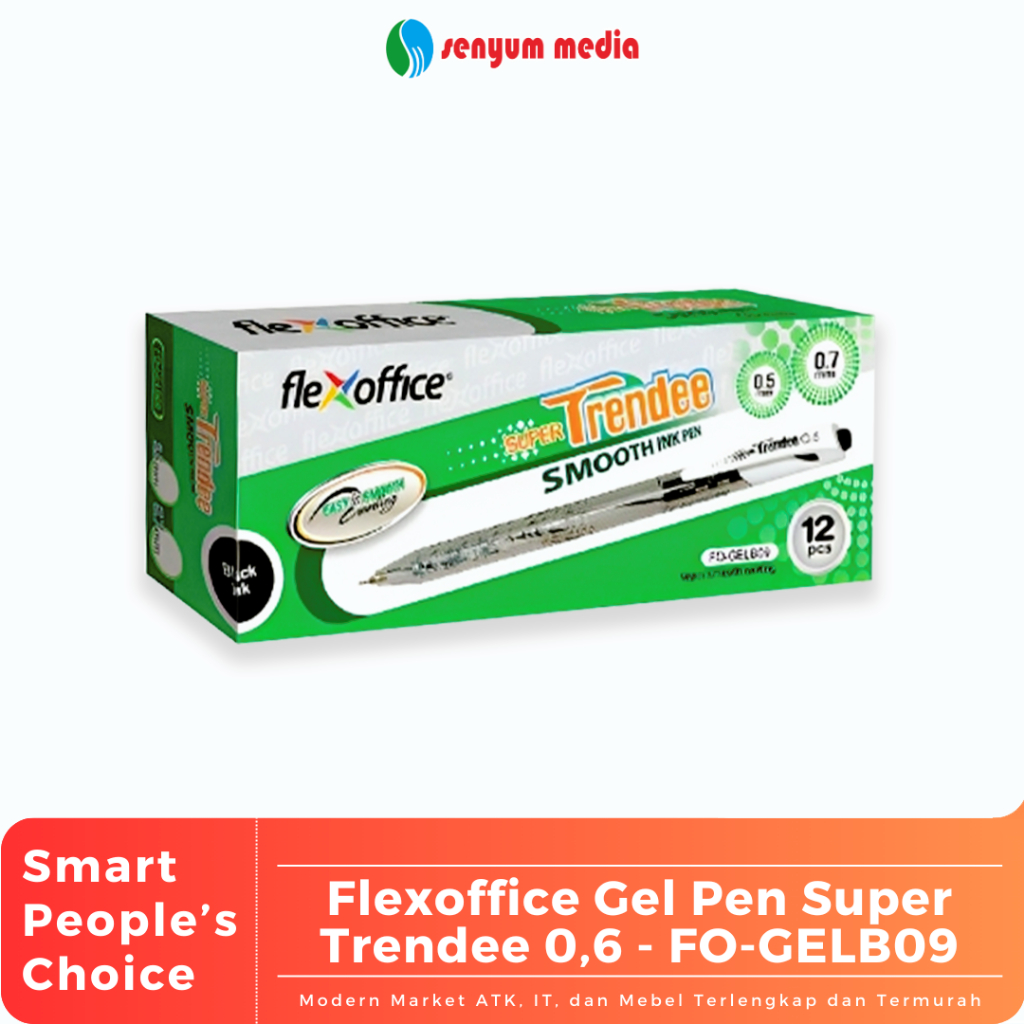 Jual Flexoffice Gel Pen Super Trendee 0,6 - Hitam / Merah / Biru - FO ...