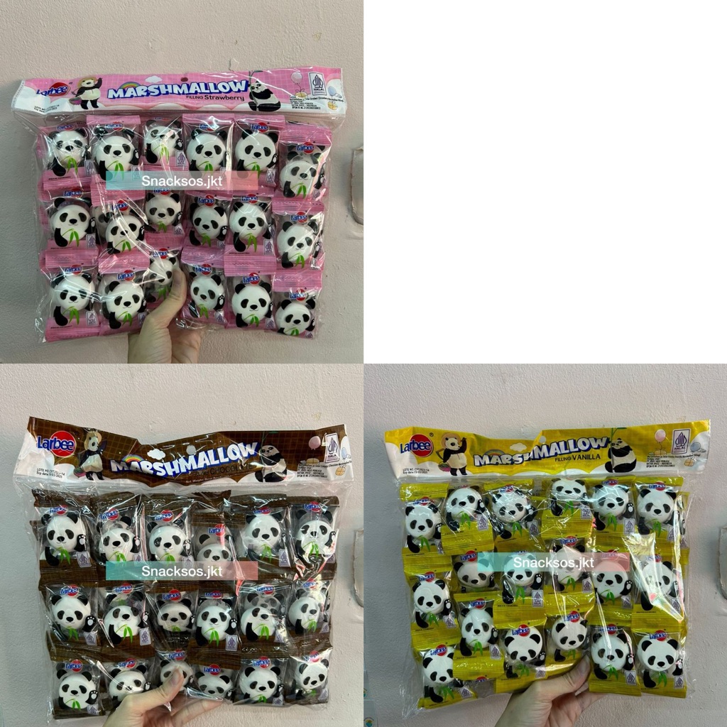 Jual LARBEE MARSHMALLOW PANDA FILLING VANILLA / STRAWBERRY / CHOCOLATE ...