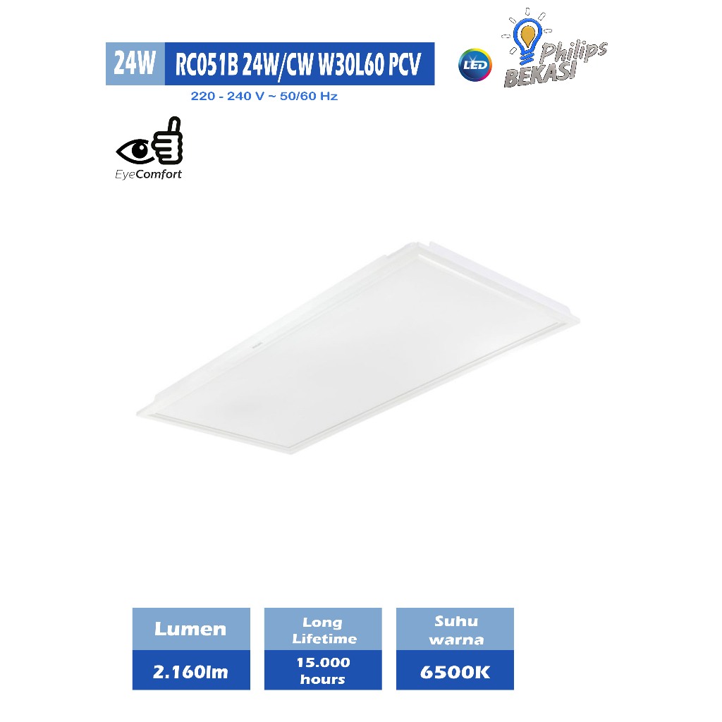 Jual Lampu LED Panel Philips RC051B 24W/NW W30L60 PCV - Putih | Shopee ...