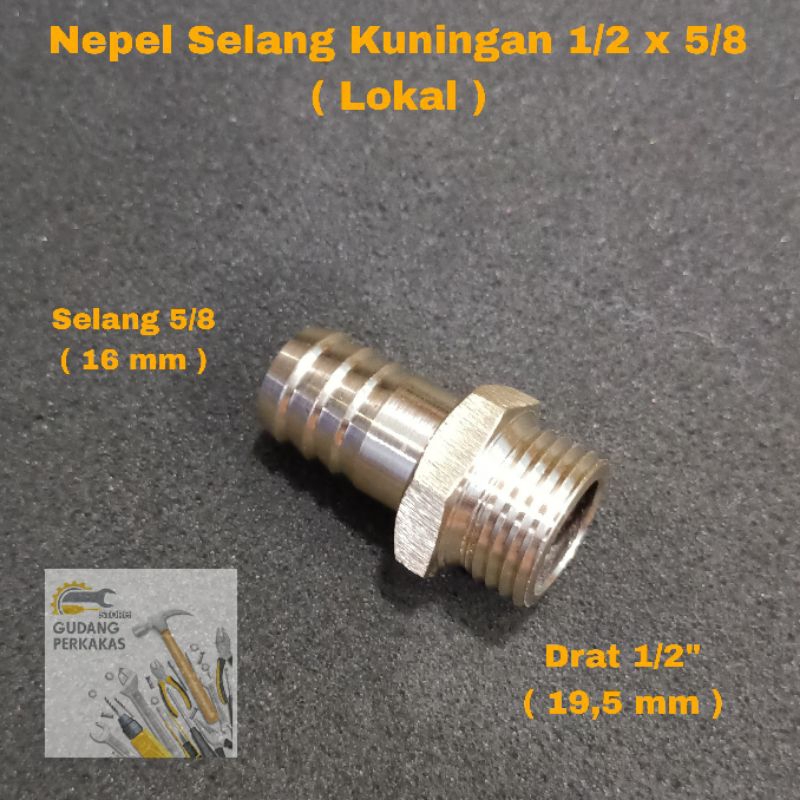Jual Nepel Selang Kuningan 1/2x5/8 LOKAL - Nepel Selang Drat Luar 1/2 x ...