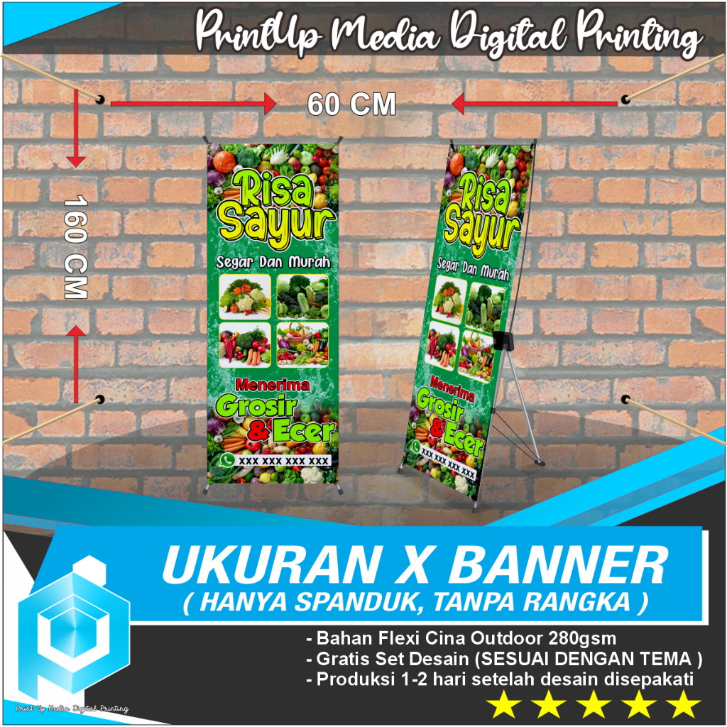 Jual SPANDUK BANNER X BANNER SAYUR SEGAR UKURAN 60 X 160 FREE DESAIN ...