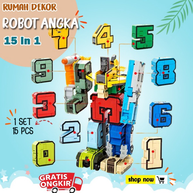 Jual Laris Robot Angka 15 in1 Mainan Anak Robot Number Edukasi 86E ...