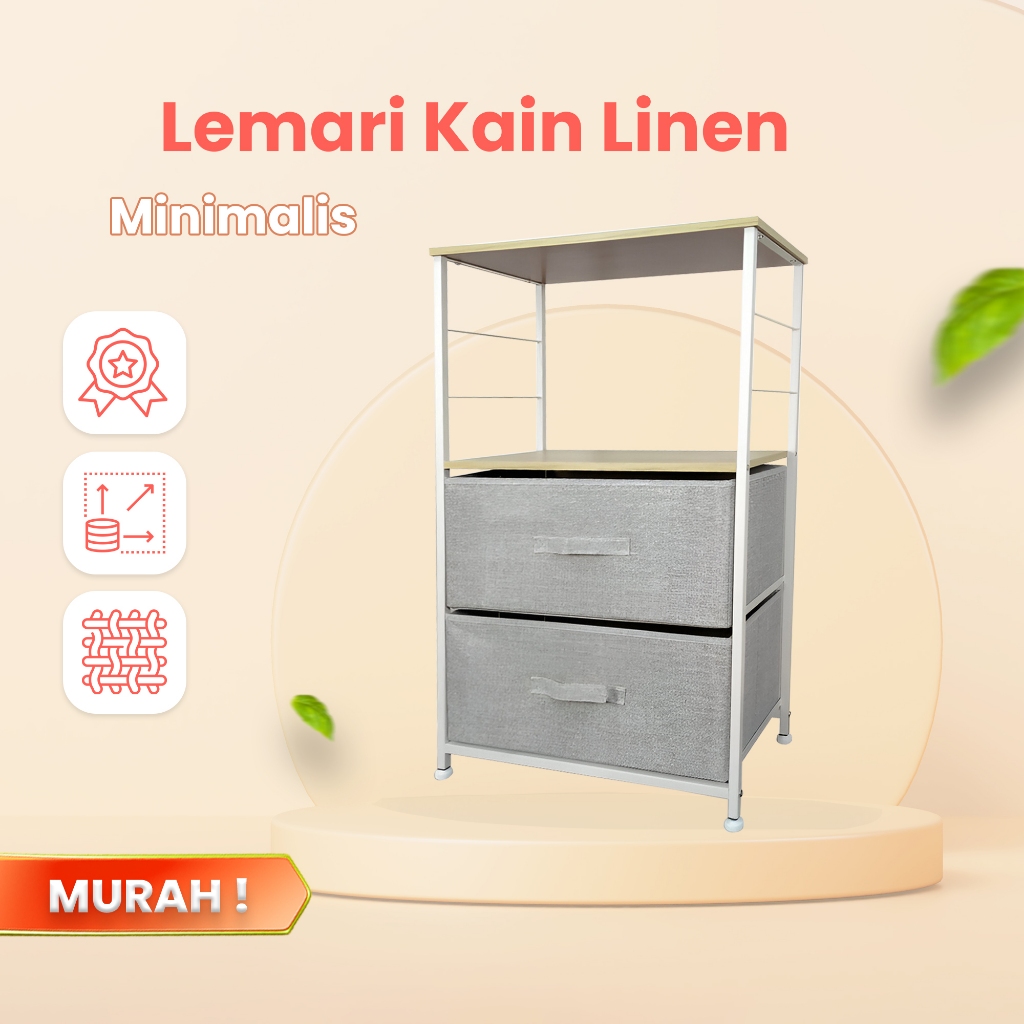 Jual Ghl- (GZ-9) Lemari 2 Laci Kain Linen/Rak Lemari Penyimpanan/lemari ...