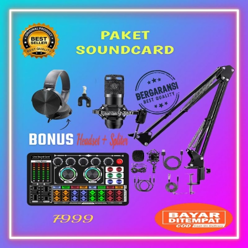 Jual PAKET KOMPLIT SOUNDCARD F999 CONDENSER MIC MICROPHONE BM800 PAKET ...