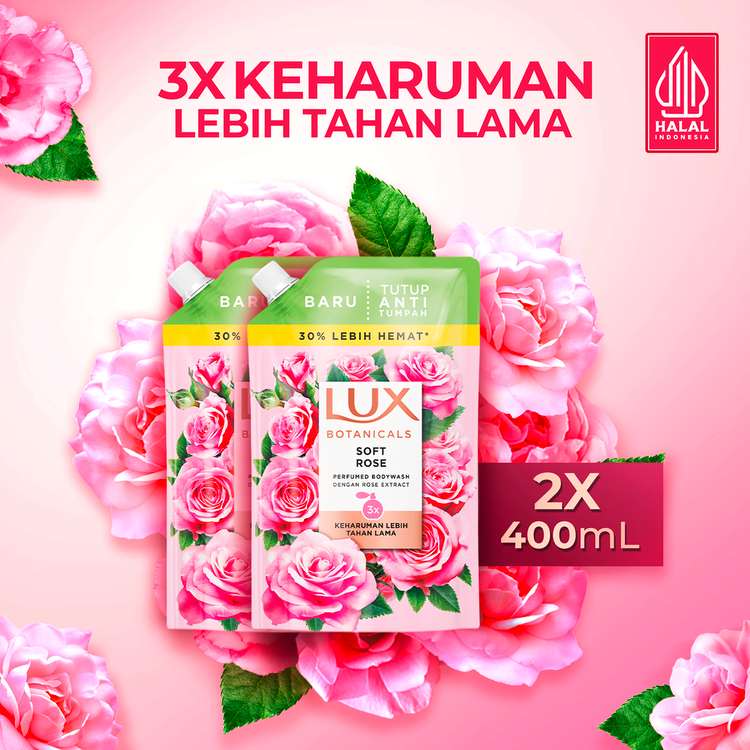 Jual Lux Botanicals Sabun Mandi Cair Soft Rose 400 mL x2 | Shopee Indonesia