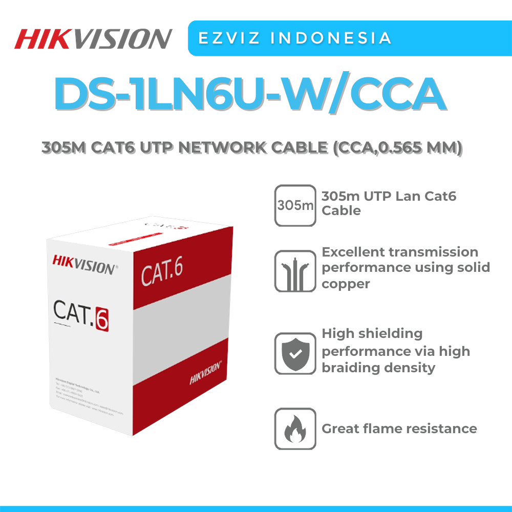 Jual HIKVISION DS-1LN6U-W/CCA 305M CAT6 UTP LAN CABLE LONG POE ...