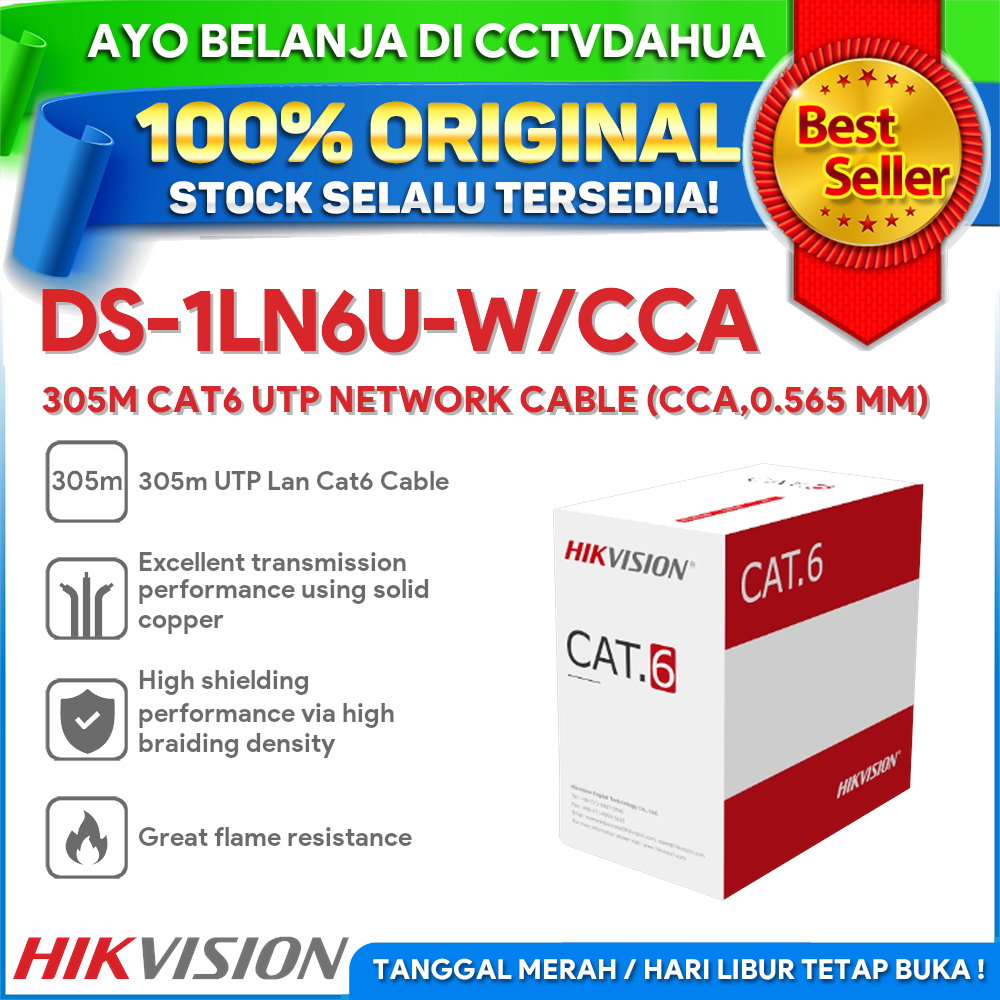 Jual HIKVISION DS-1LN6U-W/CCA 305M CAT6 UTP LAN CABLE LONG POE TRANSMISSION | Shopee Indonesia