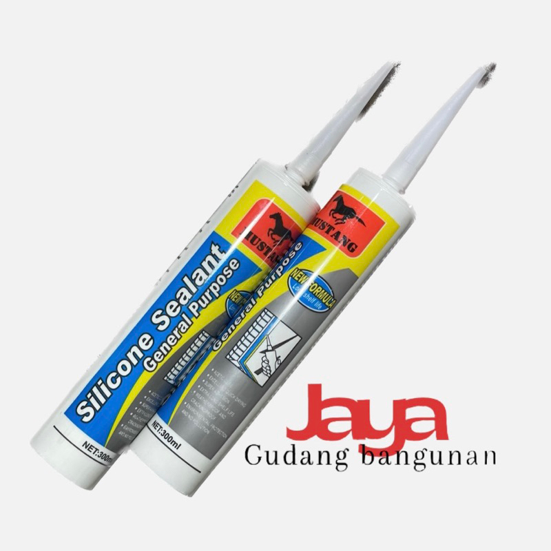 Jual MUSTANG SILICONE SEALANT LEM SILIKON KACA ASAM PUTIH / HITAM / BENING | Shopee Indonesia