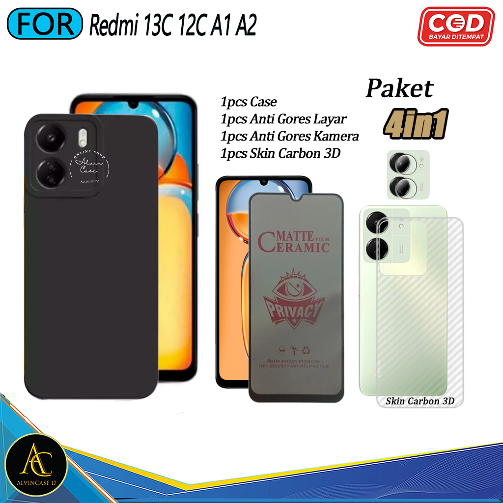 Jual Paket 4in1 Case Xiaomi Redmi 13c Poco C65 12c A1 A2 A3 2024 Soft