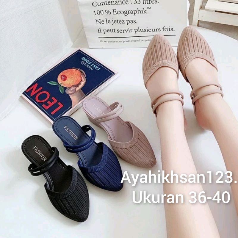 Jual sandal sepatu slop wanita/perempuan bahan karet LEDY BAT ukuran 36 ...