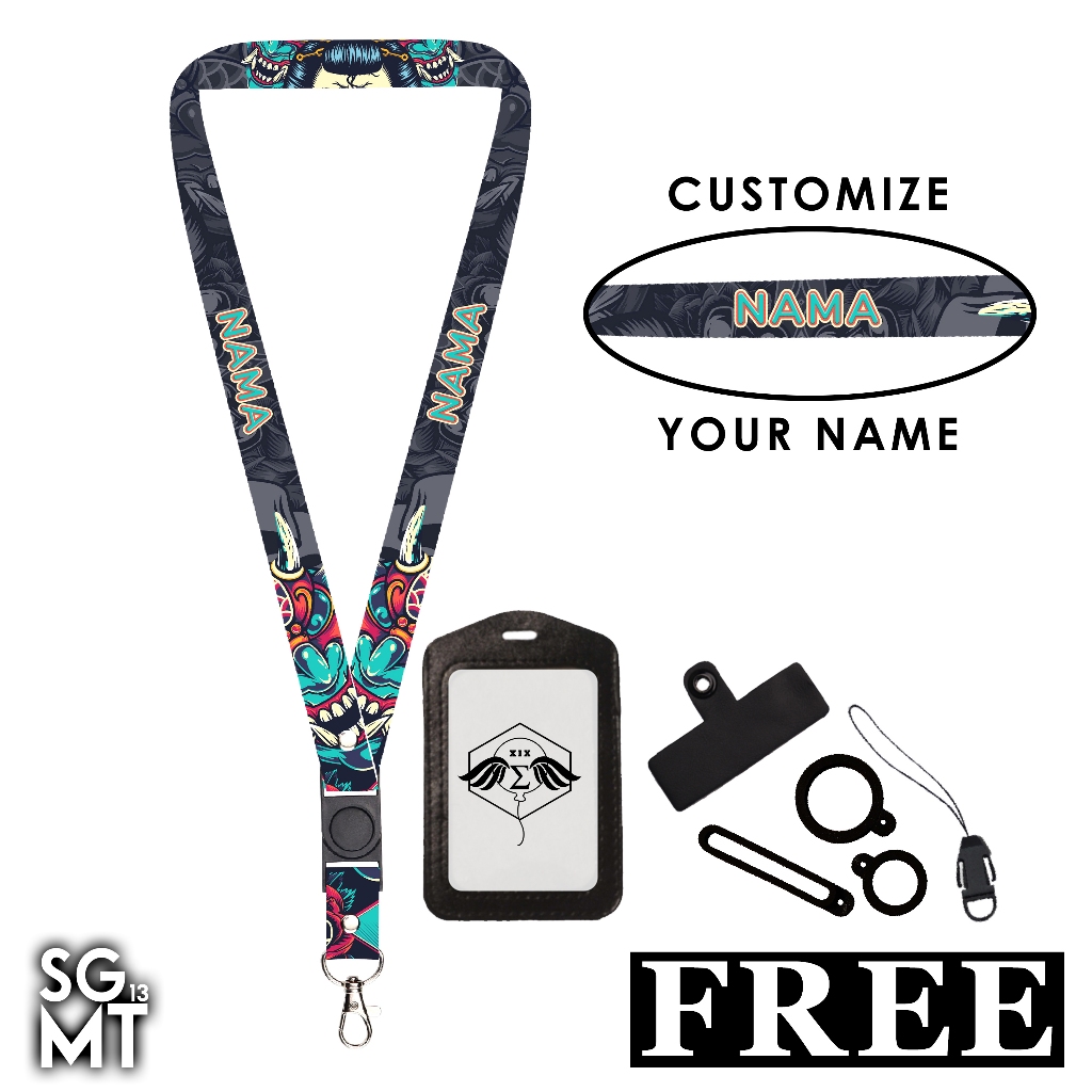Jual BISA SATUAN Lanyard Custom Nama Printing Full 2 Sisi Ukuran 2cm ...
