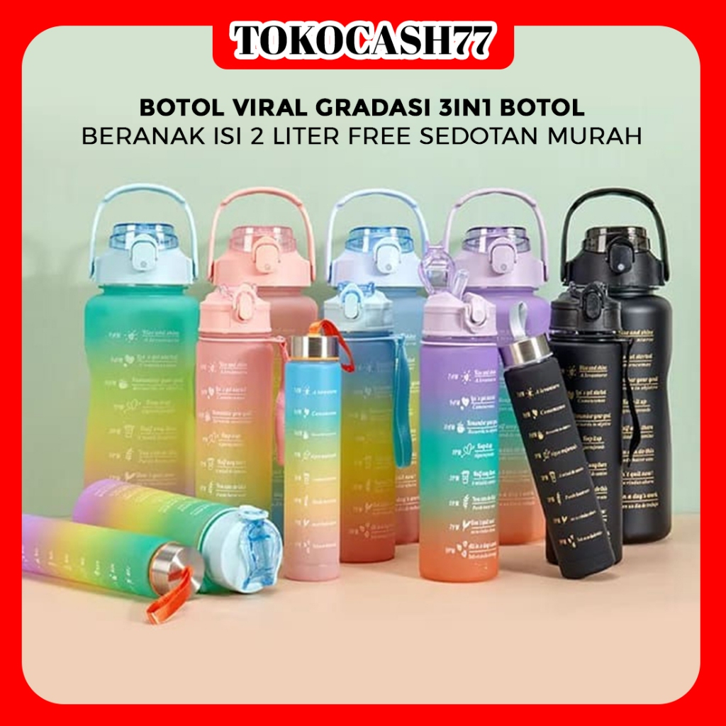 Jual BOTOL VIRAL GRADASI 3IN1/BOTOL BERANAK ISI 2 LITER FREE SEDOTAN ...