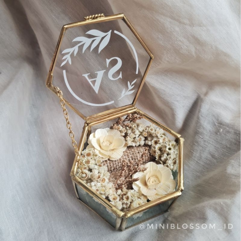 Jual GLASS Rustic Ring Box / Hexagon Ring Box / Kotak Cincin Rustic ...