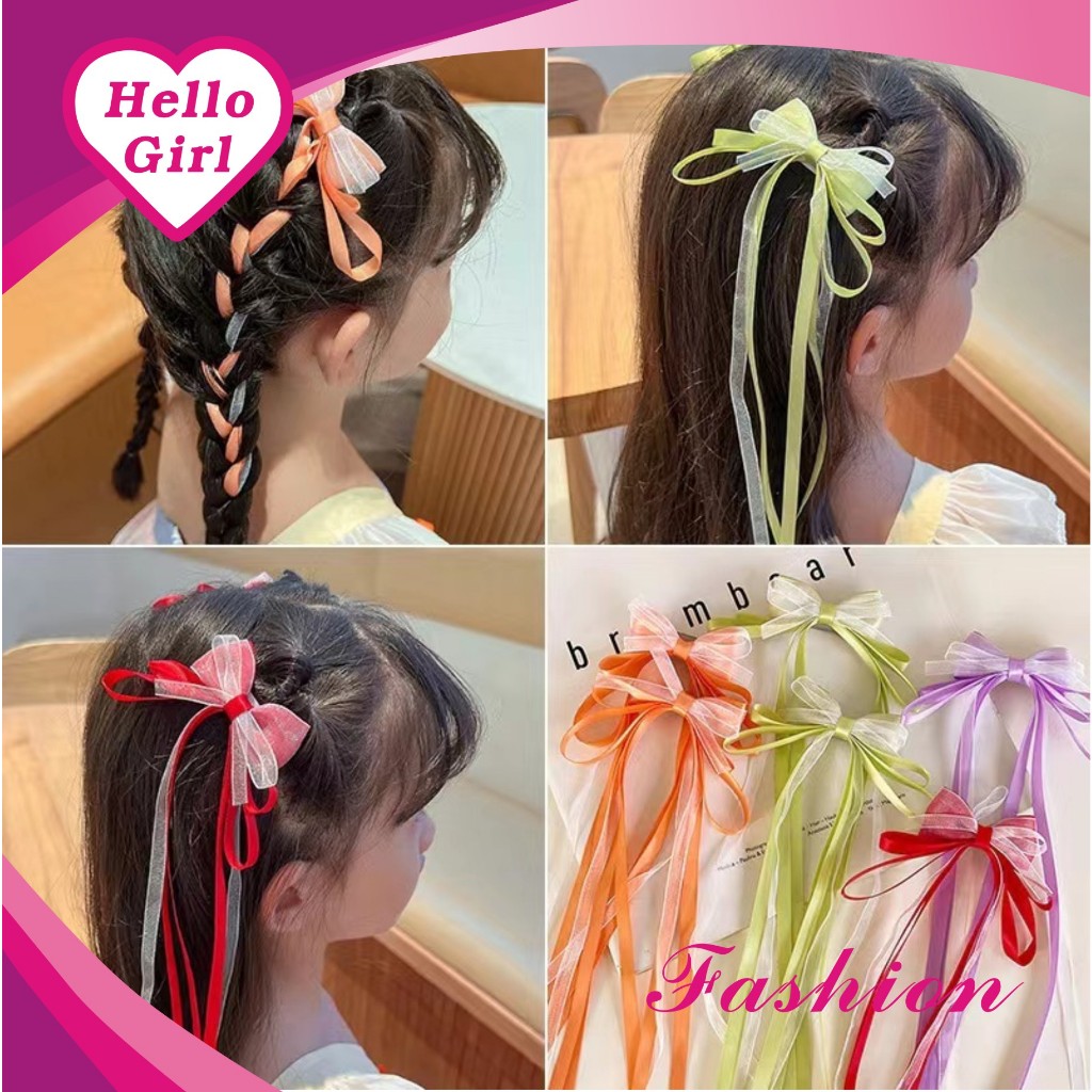 Jual (Hello Girl)F334 Sepasang Jepitan Rambut Anak Motif Pita Panjang ...