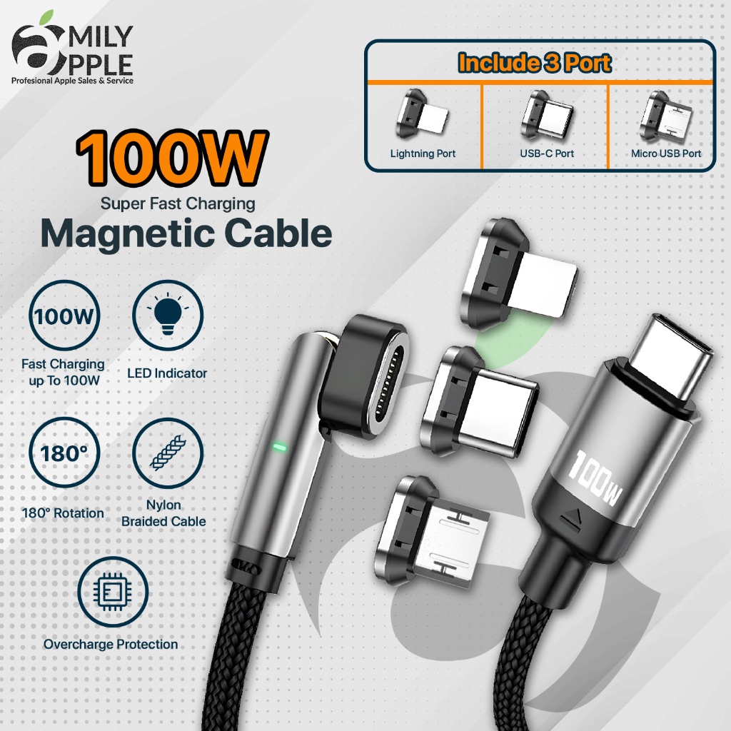 Jual Kabel Data Fast Charging Magnetic USB C Lightning Micro USB 3 in 1 ...