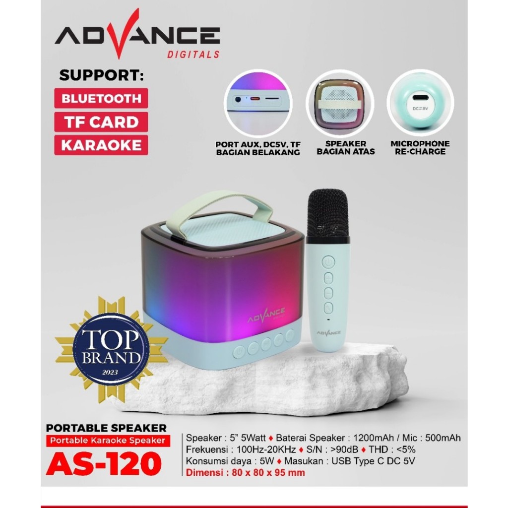 Jual Speaker Advance Speaker Advance AS-120 Karaoke Bluetooth RGB LED + Mic | Shopee Indonesia
