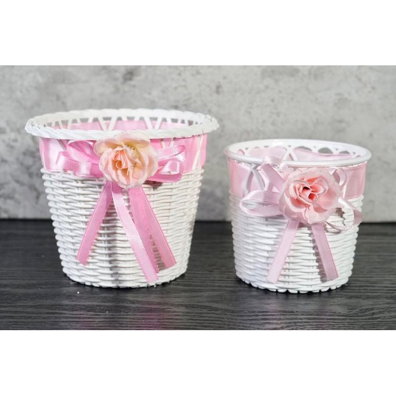 Jual POT KERANJANG PITA PINK (TANPA RODA) pot bunga pot keranjang ...