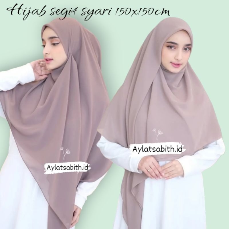 Jual hijab segi 4 syari 150x150cm,hijab segi3 jumbo/hijabsyari | Shopee ...