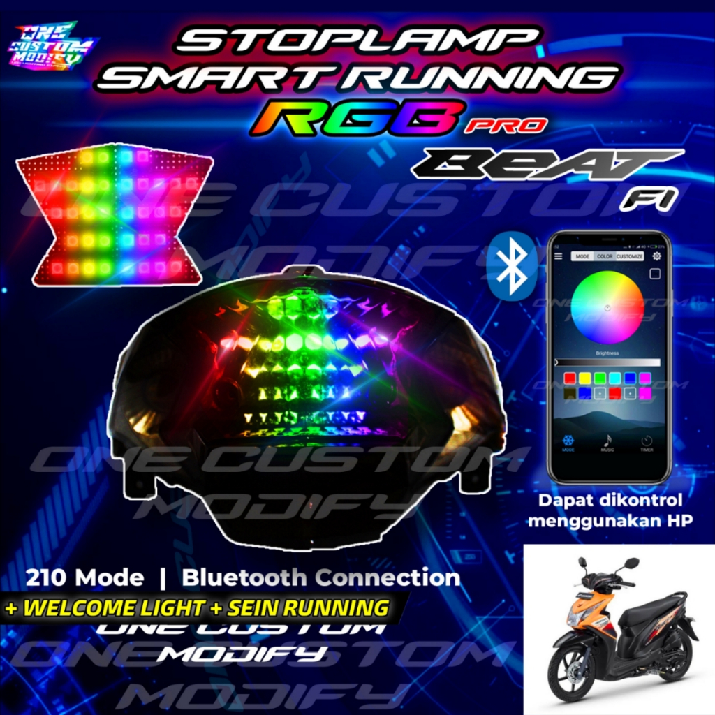 Jual Stoplamp Running RGB Smart Pro Beat Fi Lampu LED Bluetooth Rem ...
